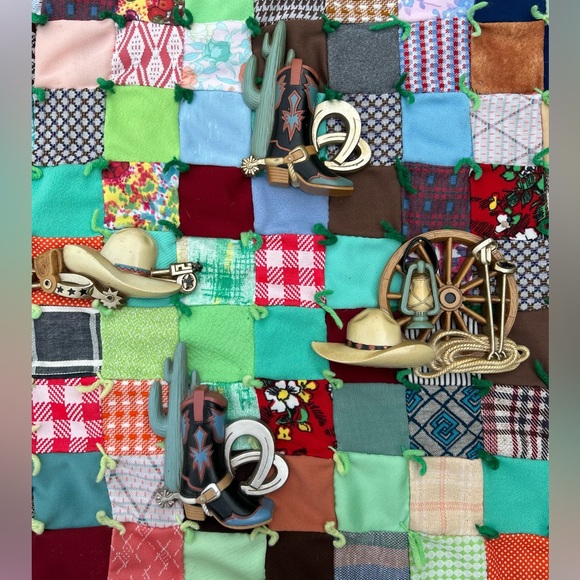 Vintage | Accents | Vintage Multicolor Patchwork Quilt With Cowboy ...